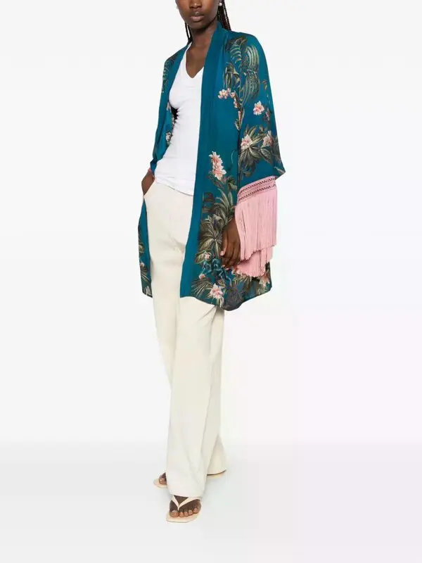 MAZZEI Floral-print Oversized Coat With Fringe Trim