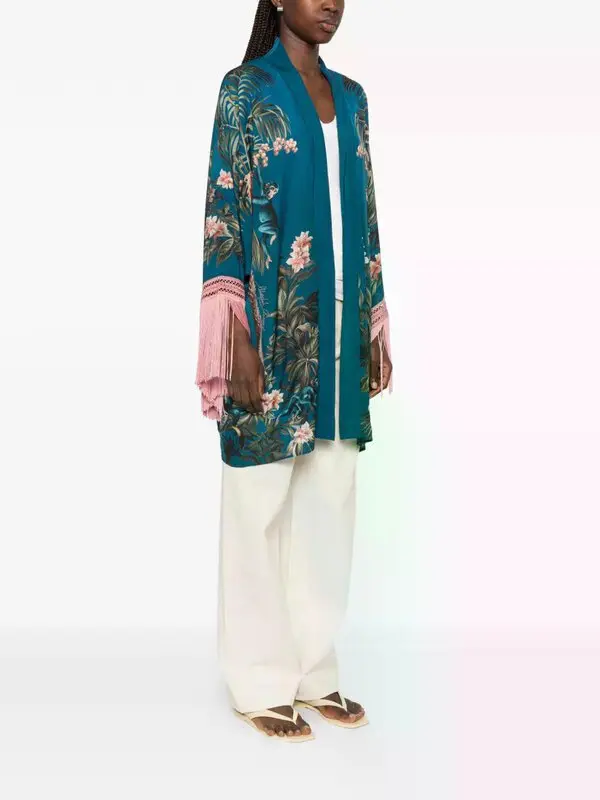 MAZZEI Floral-print Oversized Coat With Fringe Trim