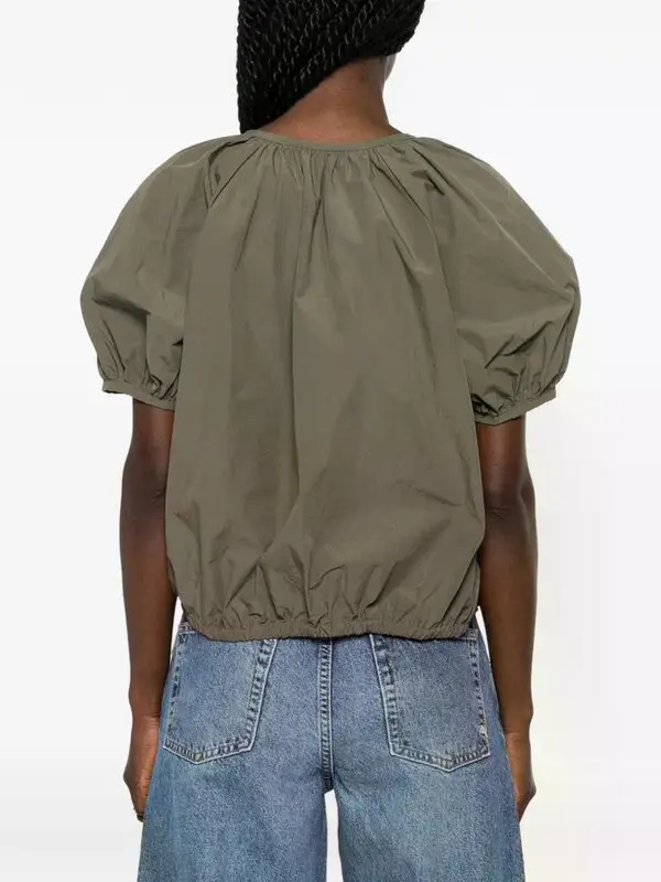 PT TORINO Teresa Gathered Puff-sleeve Blouse