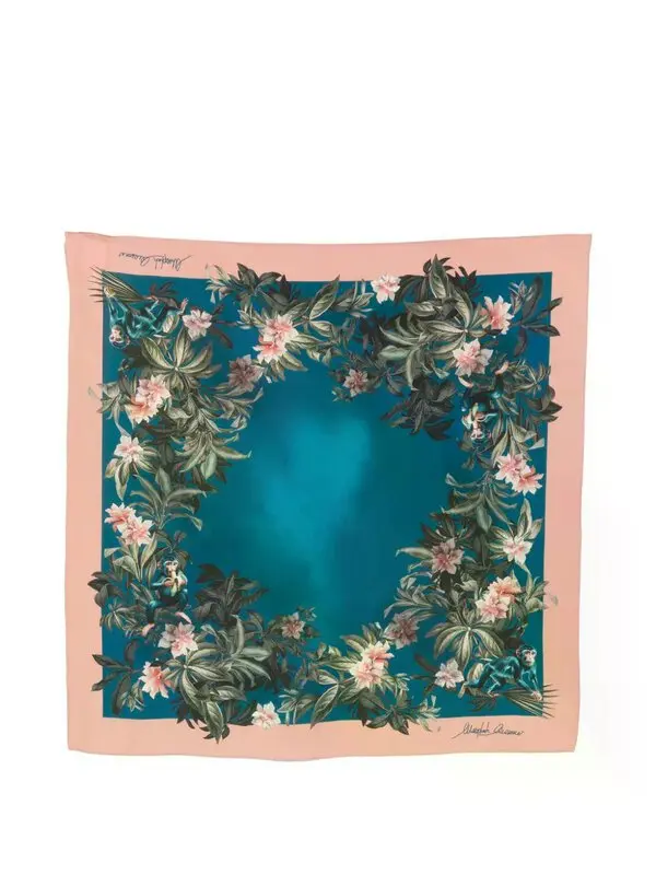 MAZZEI Floral Monkey Motif Bandana - Blue