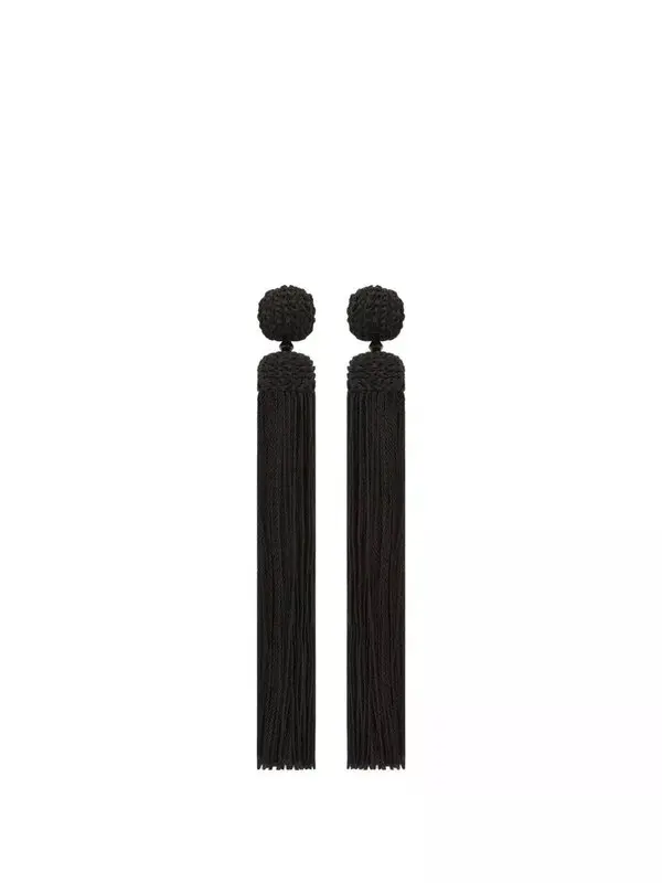 Oscar De La Renta Silk Rope Tassel Clip-on Earrings - Black