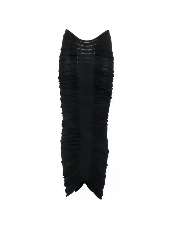 ELOU Sera Ruched Asymmetric-hem Skirt - Black