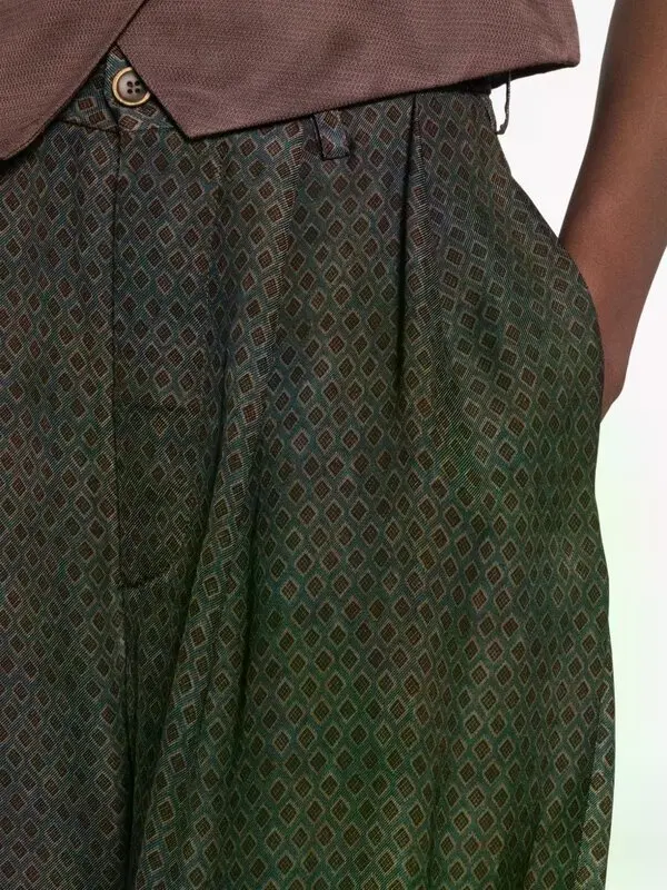 UMA WANG Piper Trousers Blue Geometric Pattern