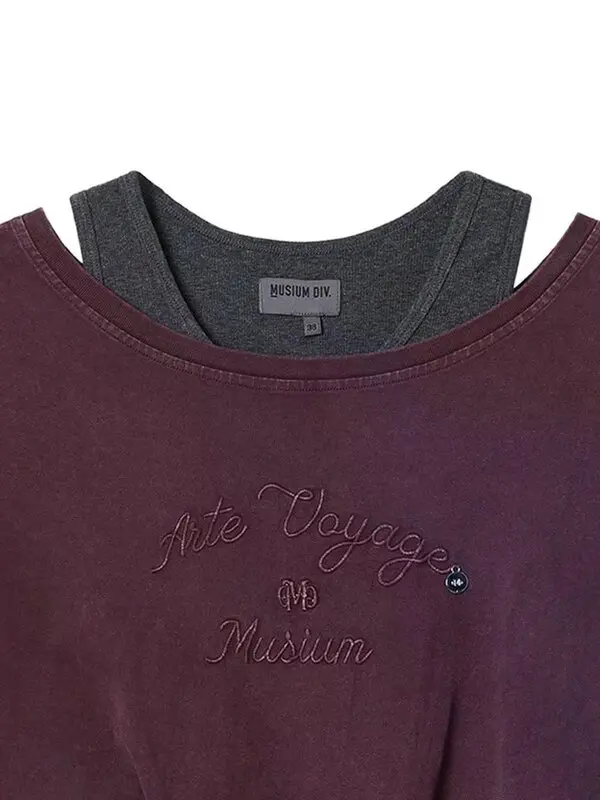 MUSIUM DIV. Layered Embroidered T-shirt - Red