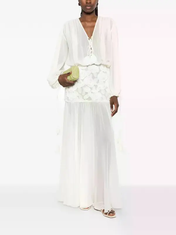NISSA Floral Appliqué Maxi Dress