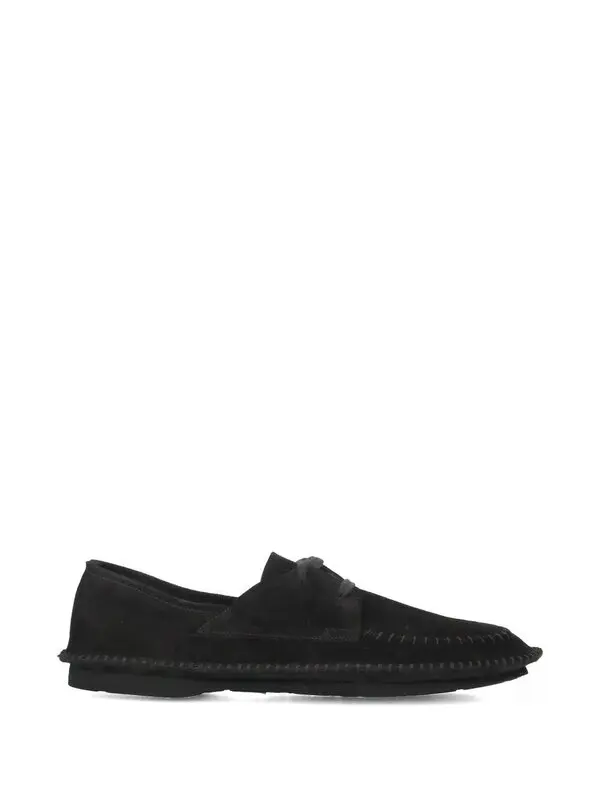 Premiata Lace-up Topstitch Loafers - Black