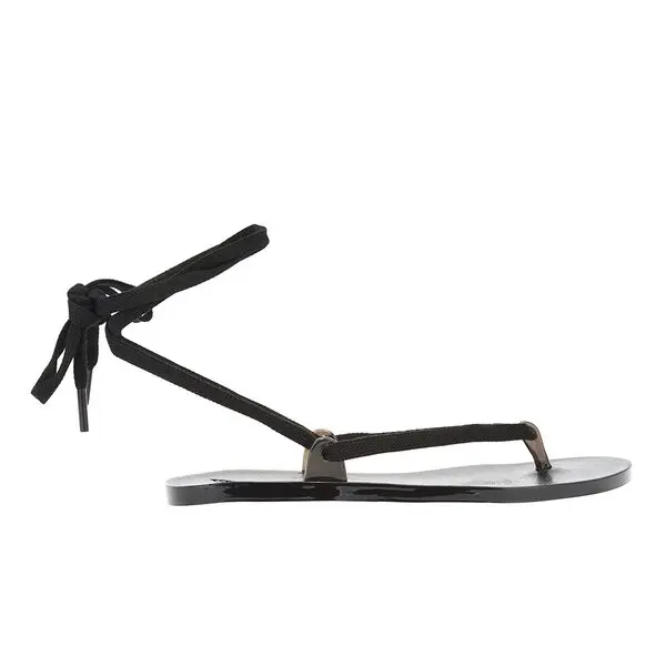 ANCIENT GREEK SANDALS Esther Flat Sandals With Lace-up Detail - Black