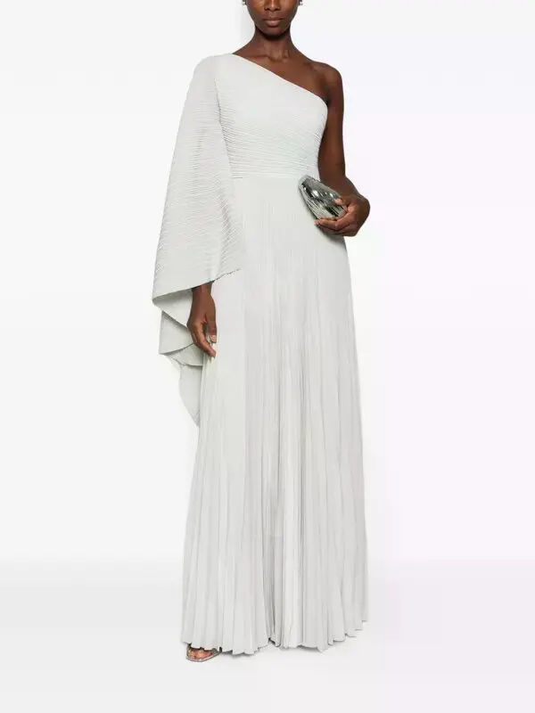 Solace London Maci Pleated One-shoulder Maxi Dress - Grey