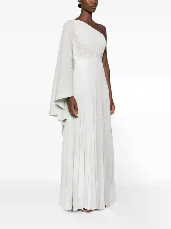 Solace London Maci Pleated One-shoulder Maxi Dress - Grey