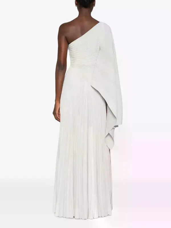Solace London Maci Pleated One-shoulder Maxi Dress - Grey