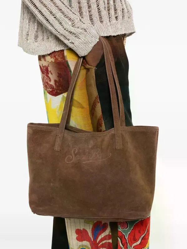 MC2 SAINT BARTH Logo Embossed Suede Tote Bag