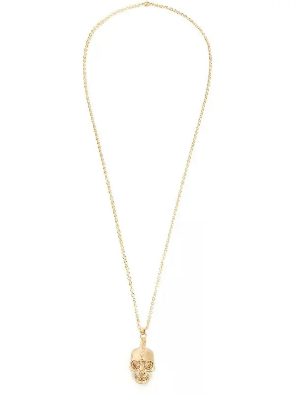 Alexander McQueen Embellished Skull Pendant Necklace - Metallic