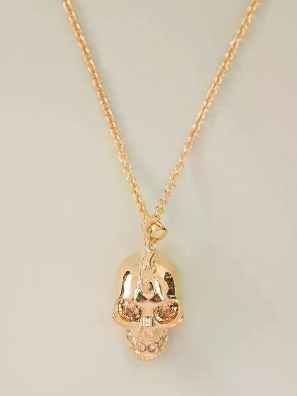 Alexander McQueen Embellished Skull Pendant Necklace