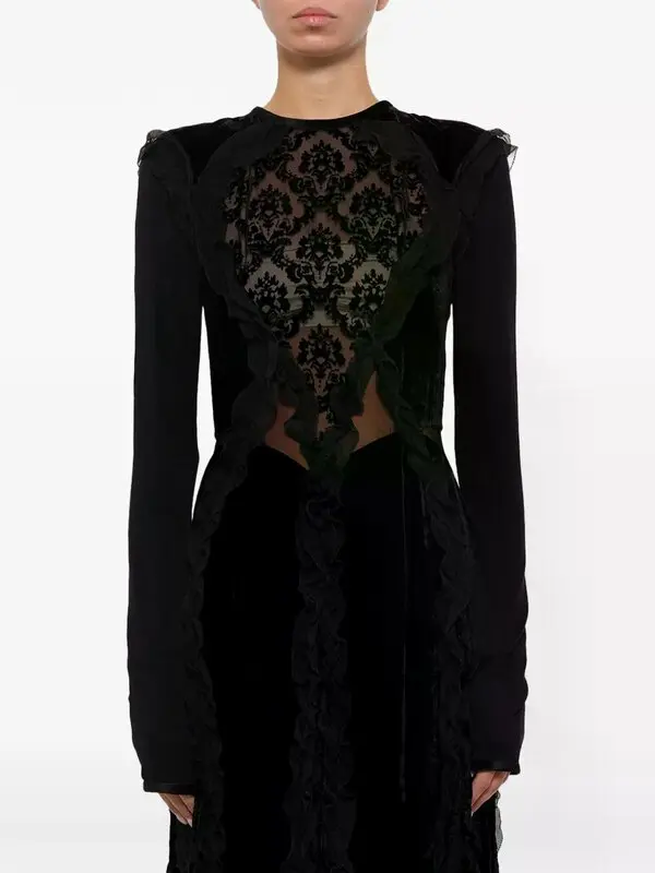Givenchy Baroque Patterned Velour Midi Dress - Black