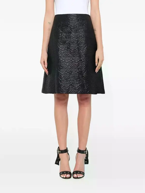 Alexander McQueen Raised Rose A-line Skirt - Black