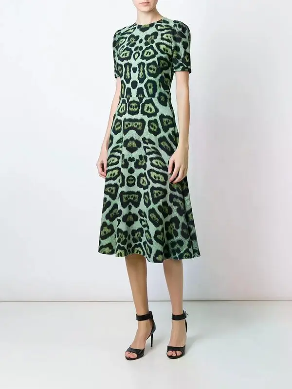 Givenchy Leopard Print A-line Dress - Green