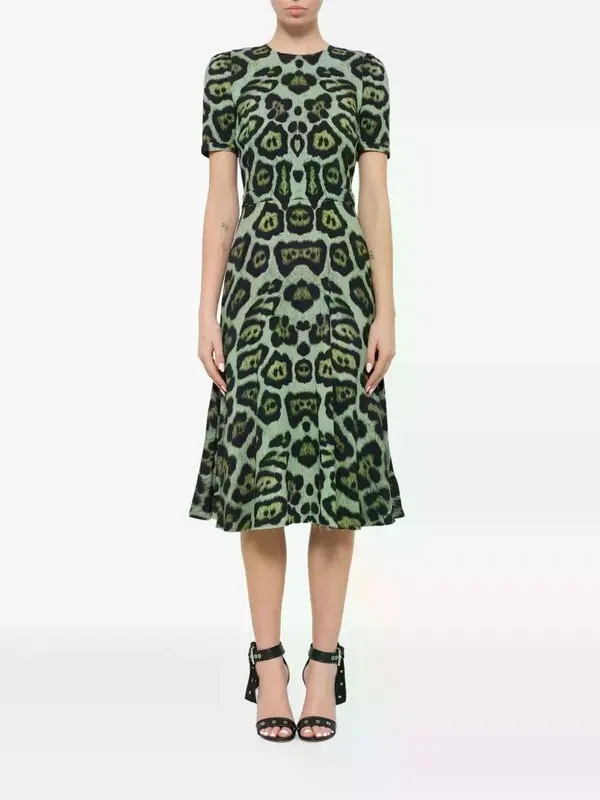 Givenchy Leopard Print A-line Dress - Green