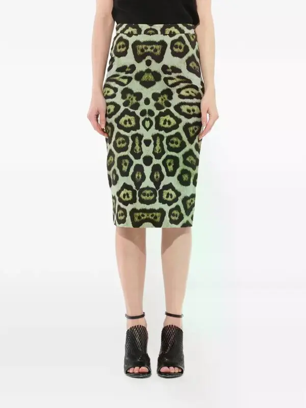 Givenchy Leopard Print Pencil Skirt - Green