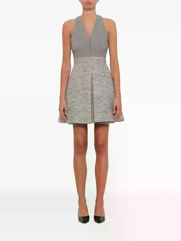 Alexander McQueen V-neck Mini Dress - Grey