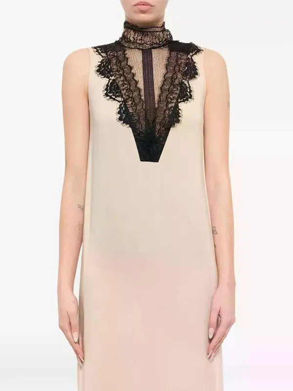 LANVIN Lace Effect Maxi Dress - Neutrals