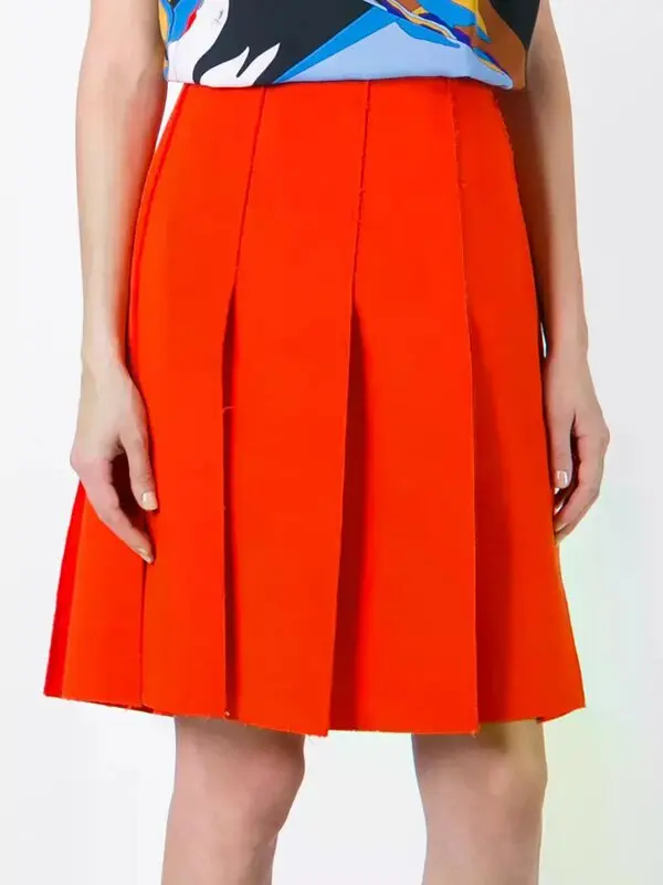 Emilio Pucci Frayed Edge Pleated Skirt