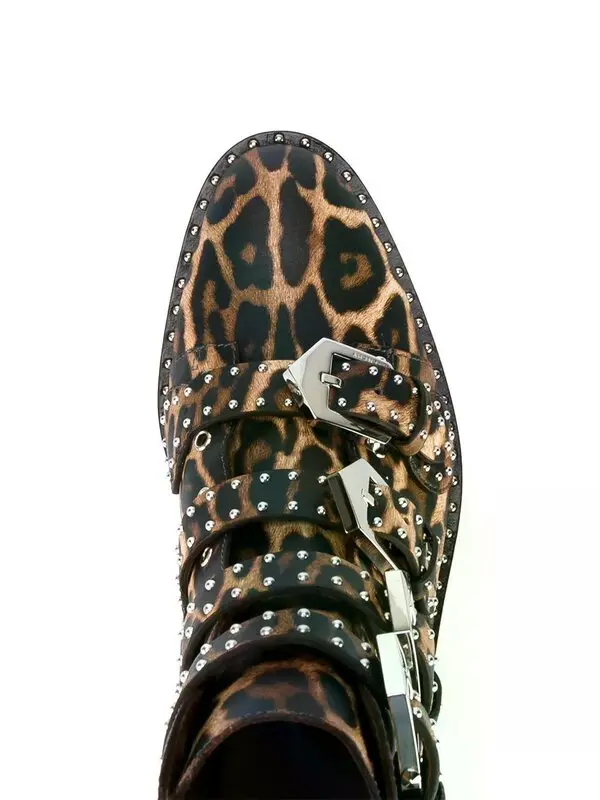Givenchy Leopard-print Studded Buckled Ankle Boots - Black
