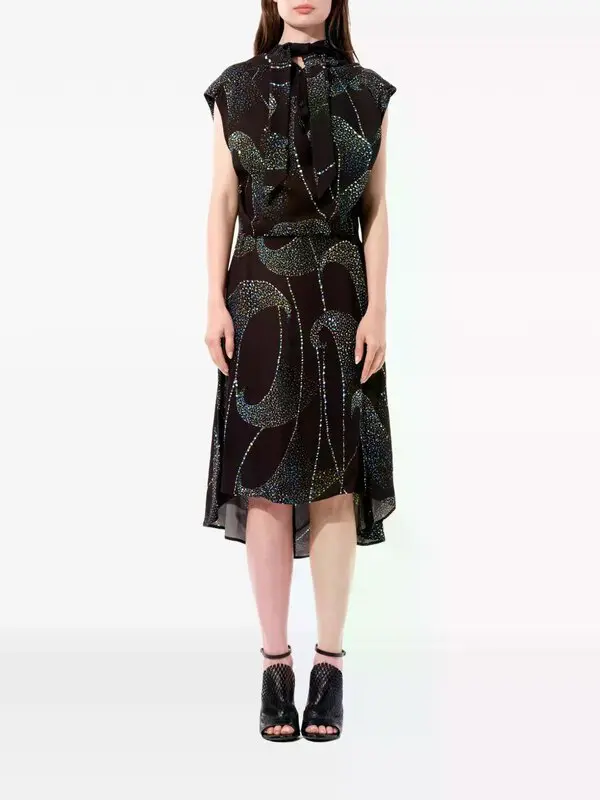 Balenciaga Printed Crepe Midi Dress - Black