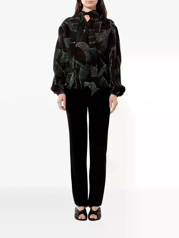 Balenciaga Printed Tie Neck Blouse