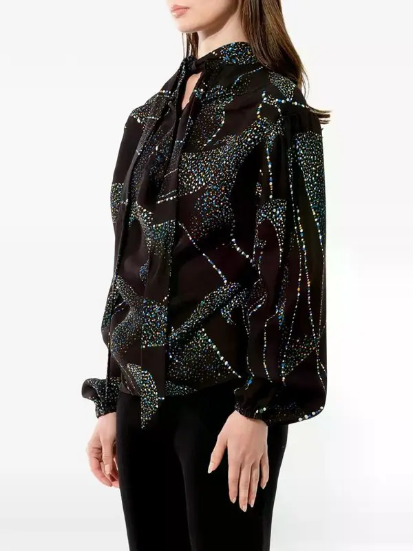 Balenciaga Printed Tie Neck Blouse