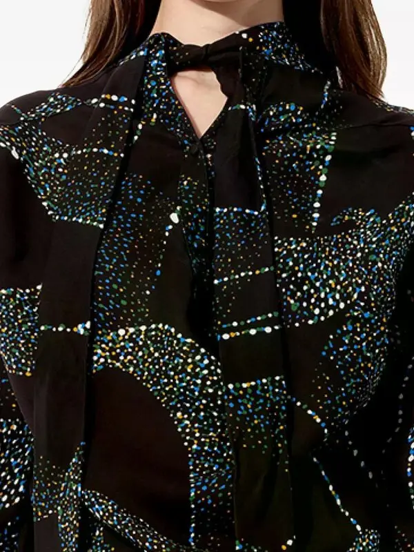 Balenciaga Printed Tie Neck Blouse