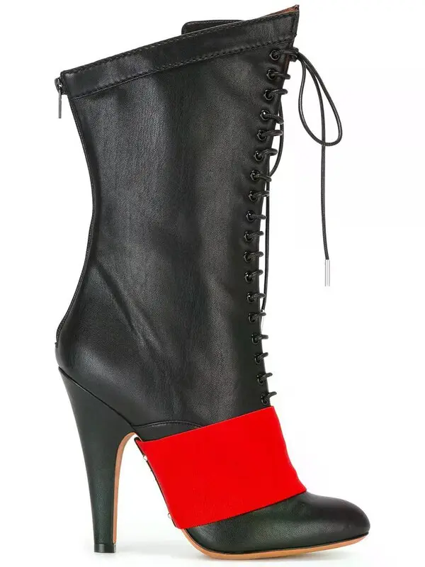Givenchy Contrast Panel Lace-up Boots - Black