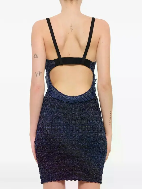 Kenzo Metallic Textured Knit Dress - Blue