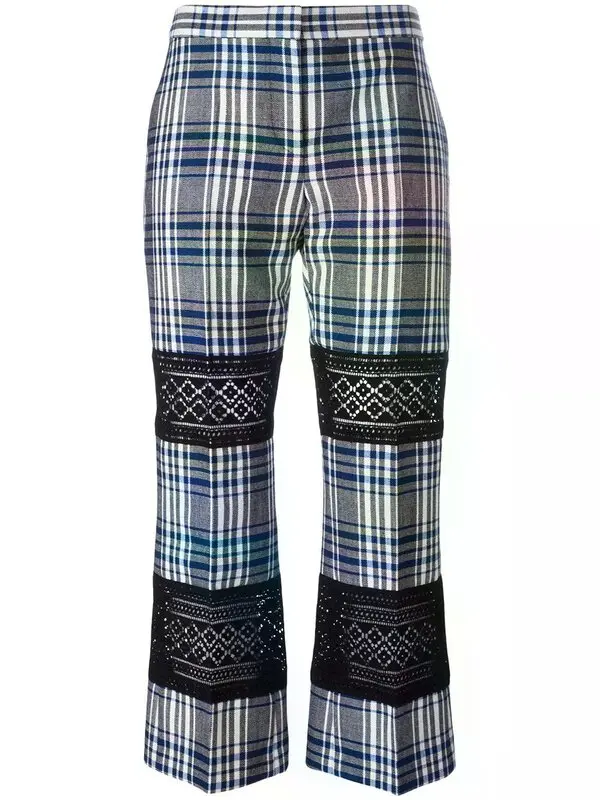 Alexander McQueen Plaid Lace-panelled Cropped Trousers - Multicolour