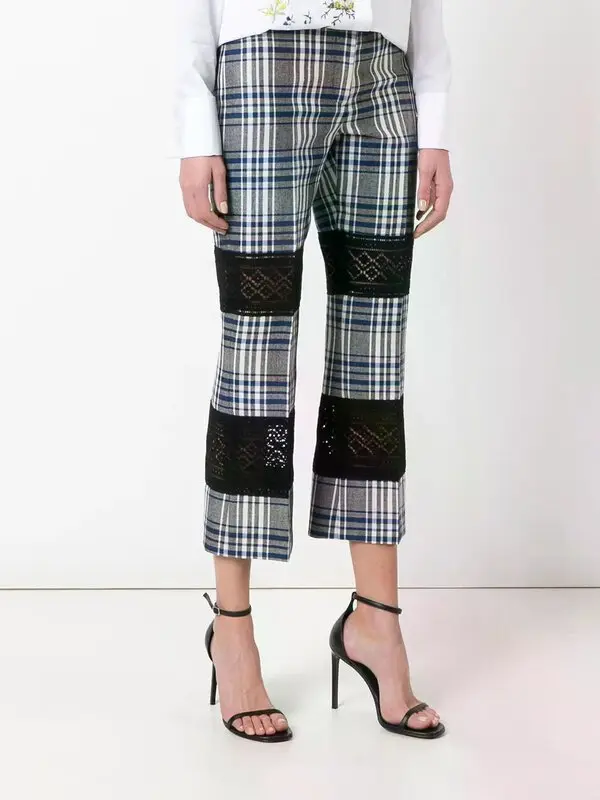 Alexander McQueen Plaid Lace-panelled Cropped Trousers