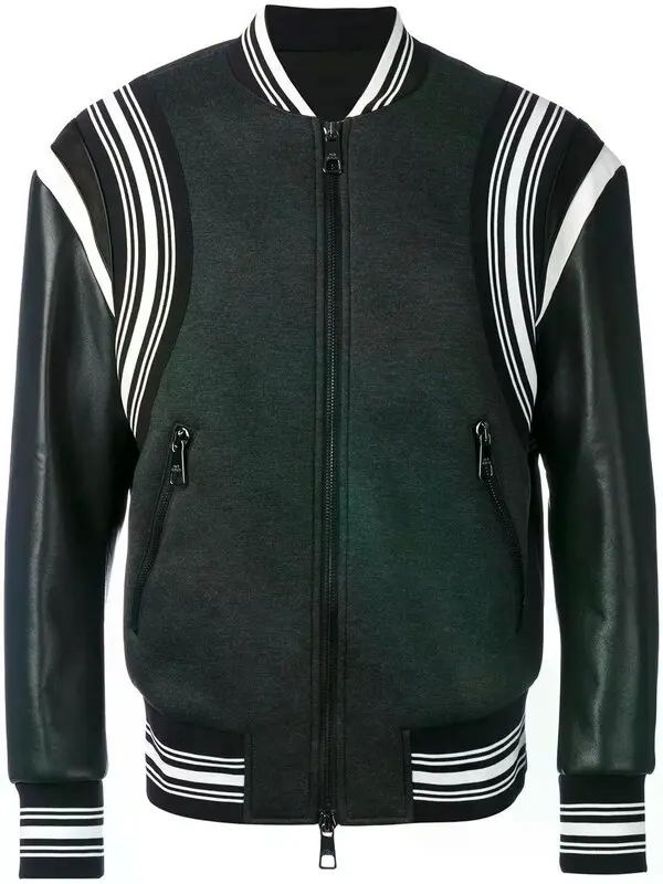 Neil Barrett Striped Trim Bomber Jacket - Black