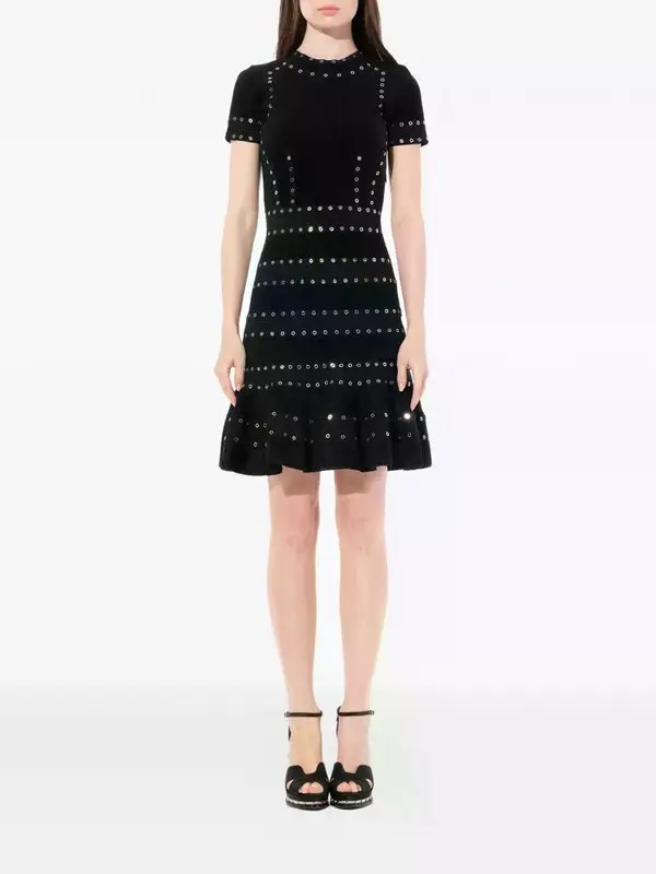 Alexander McQueen Embellished Round Neck Dress - Black