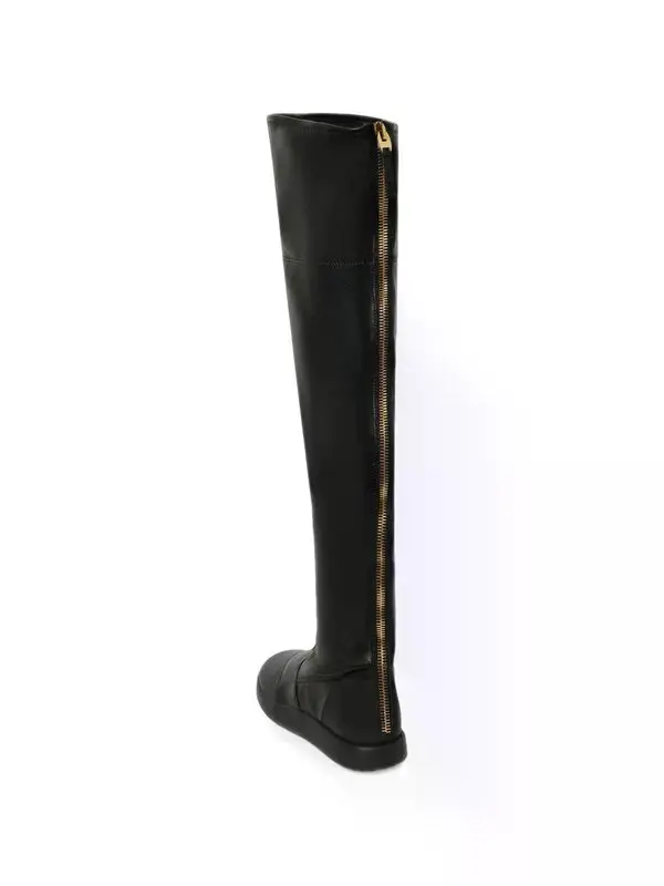 GIUSEPPE ZANOTTI Calf Leather Runner Thigh High Boots - Black