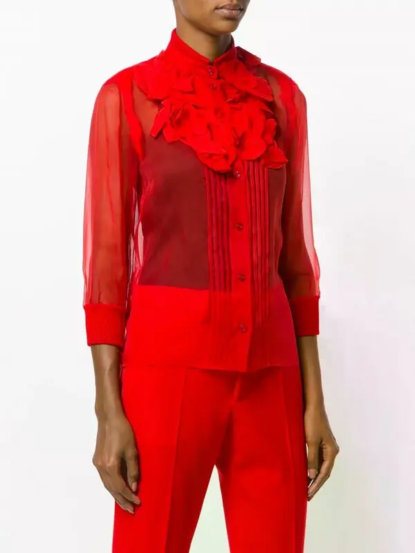 Givenchy Sheer Frill Fitted Shirt
