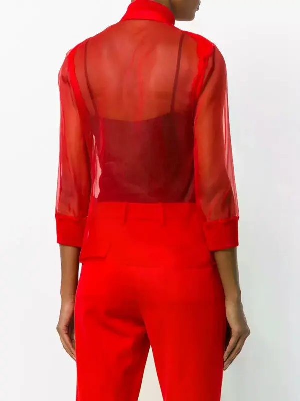 Givenchy Sheer Frill Fitted Shirt