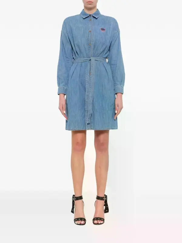Kenzo Embroidered Tiger Shirt Dress - Blue