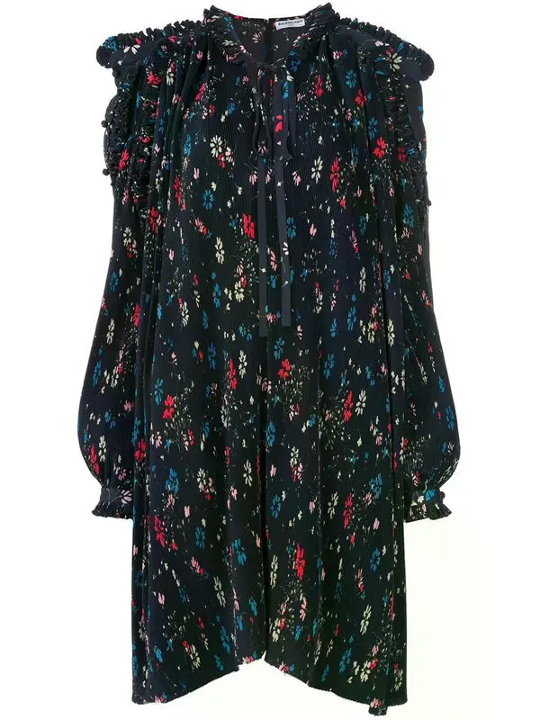 Balenciaga Semi Fitted Flou Dress - Blue