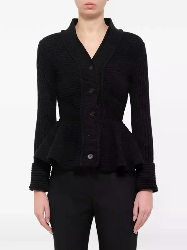 Alexander McQueen Peplum Ribbed Cardigan