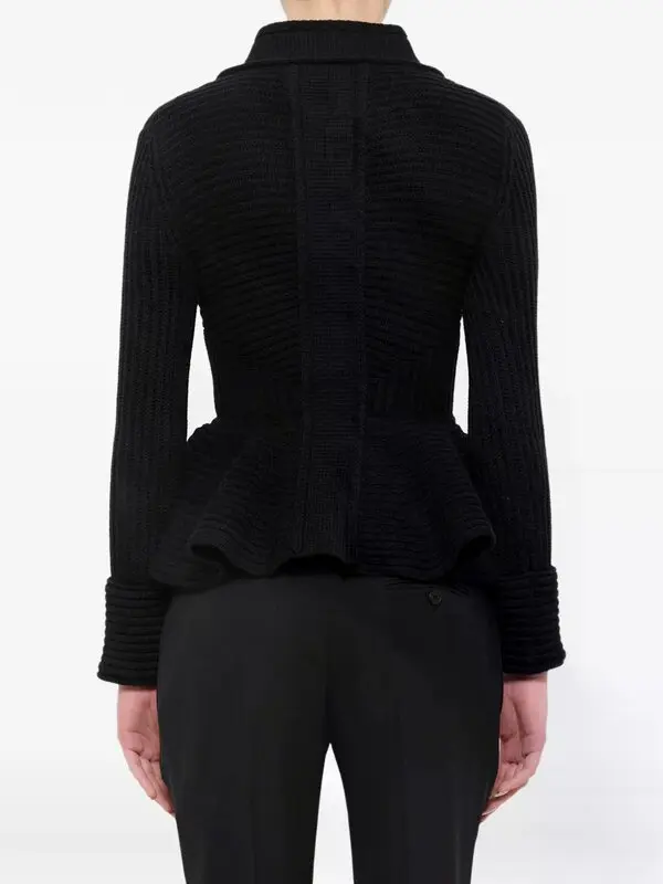 Alexander McQueen Peplum Ribbed Cardigan
