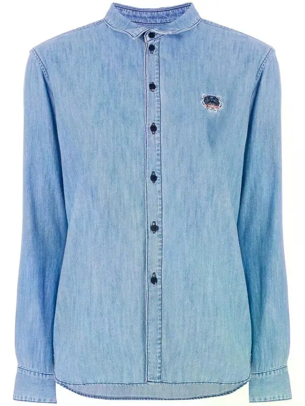 Kenzo Embroidered Tiger Denim Shirt - Blue