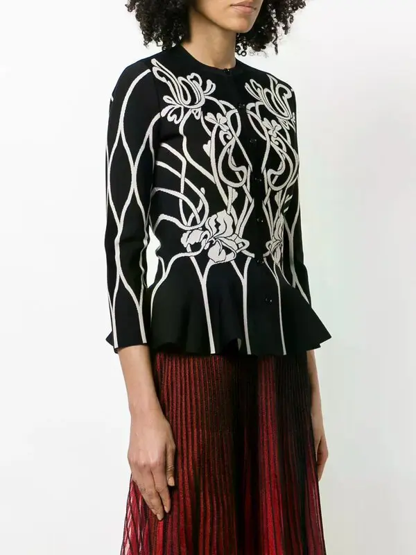 Alexander McQueen Fine Knit Peplum Cardigan - Black