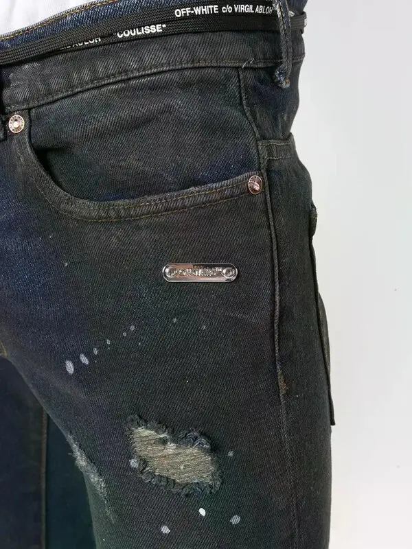 Off-White Paint Print Skinny Jeans