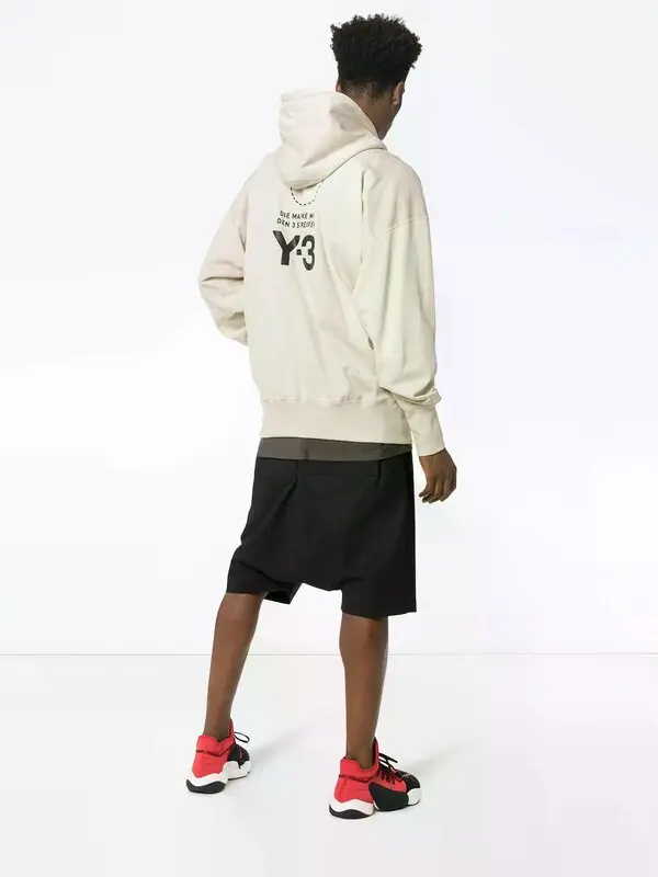 Y3 Logo Printed Cotton Hoodie
