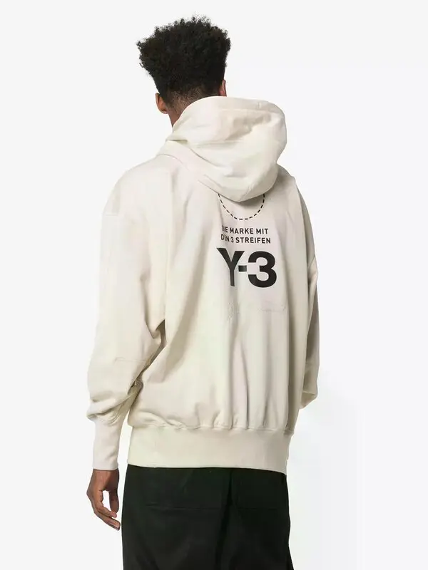 Y3 Logo Printed Cotton Hoodie
