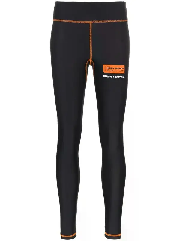Heron Preston High Waist Contrast Stitch Leggings - Black