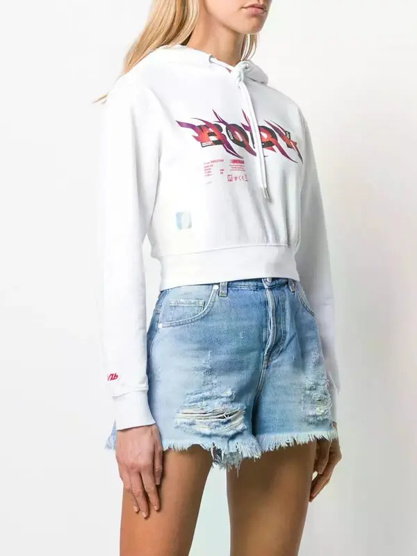 Heron Preston Cropped Hoodie With Graphic Print